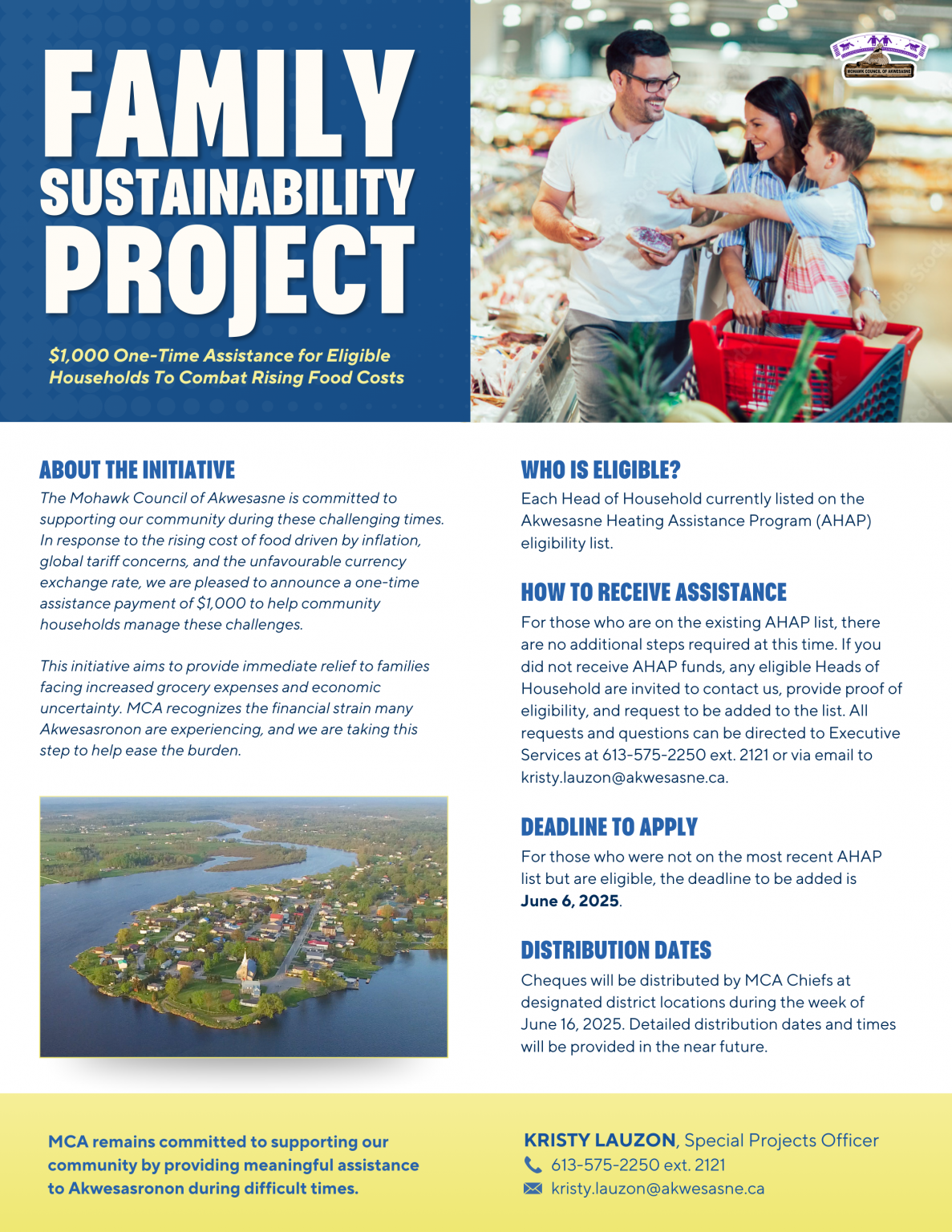 Deadline for Family Sustainability Project – Mohawk Council of Akwesasne Deadline for Family Sustainability Project – Mohawk Council of Akwesasne
