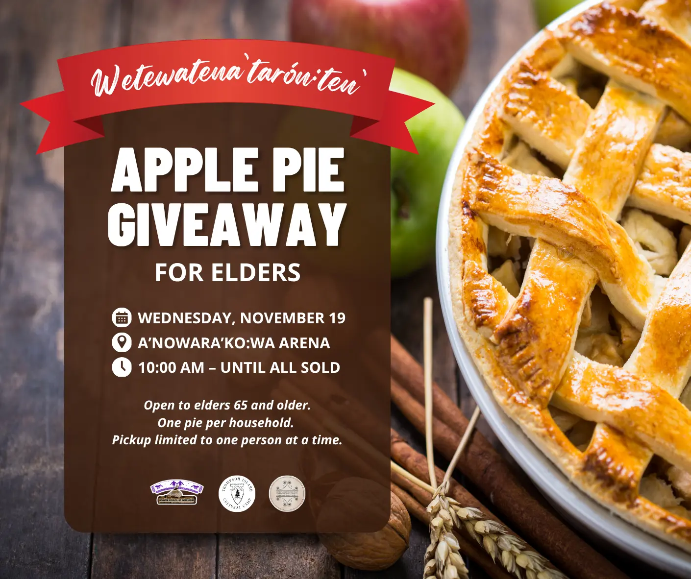 APPLE PIE GIVEAWAY FOR ELDERS — NOVEMBER 19